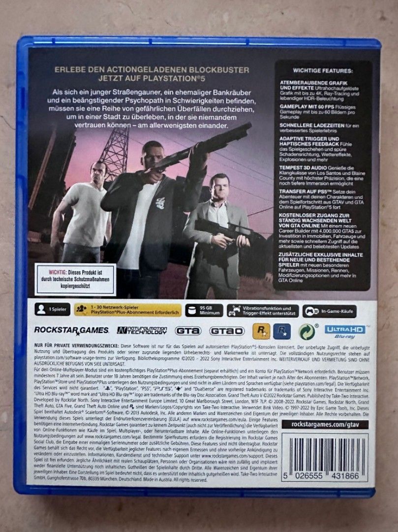 GTA V Ps5 game disc, Video Gaming, Video Games, PlayStation on Carousell