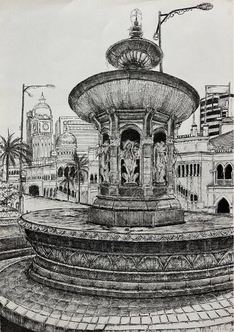 'Queen Victoria Fountain' DRAWING, Hobbies & Toys, Stationery & Craft ...