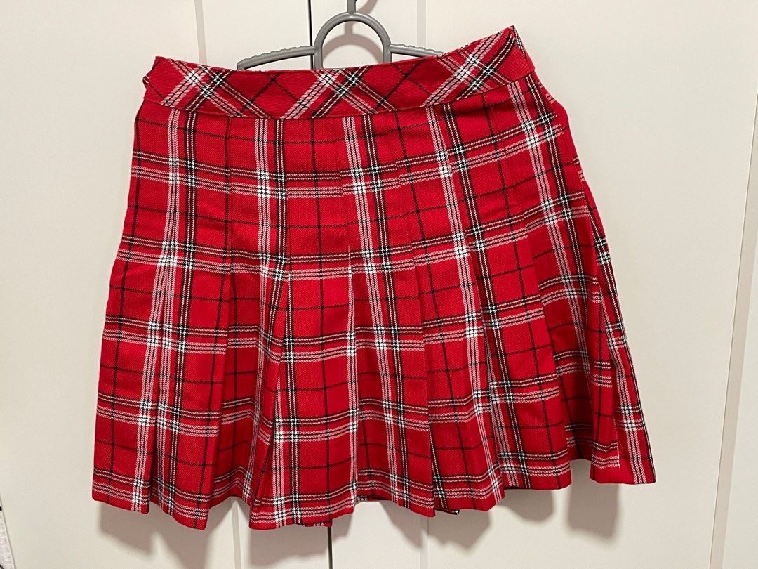 Red Checkered Skirt, Women's Fashion, Bottoms, Skirts on Carousell