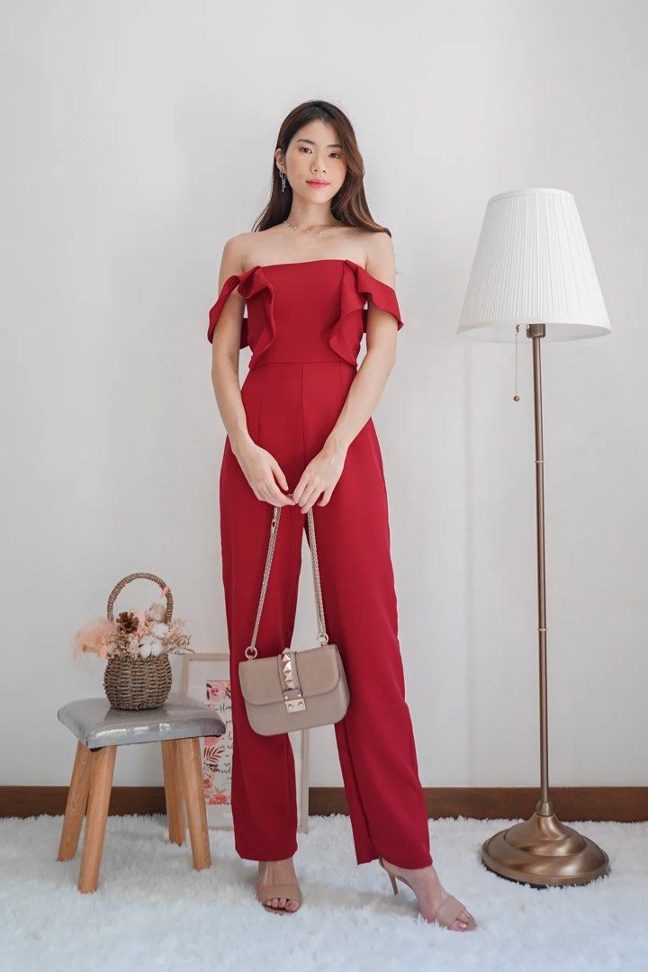 Regilia Two Ways Flutter Jumpsuit in Red, Women's Fashion, Dresses ...