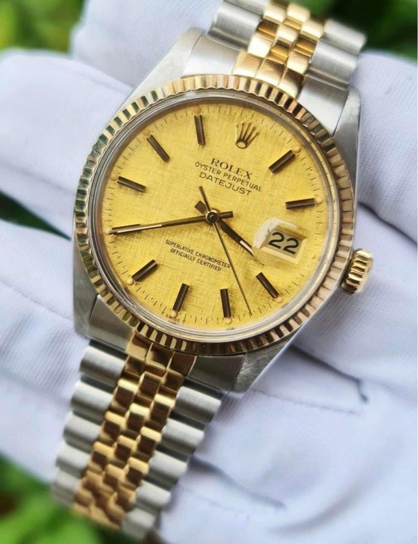 Rolex 36mm Rolex Datejust 18kt Gold Bezel and Crown on Carousell