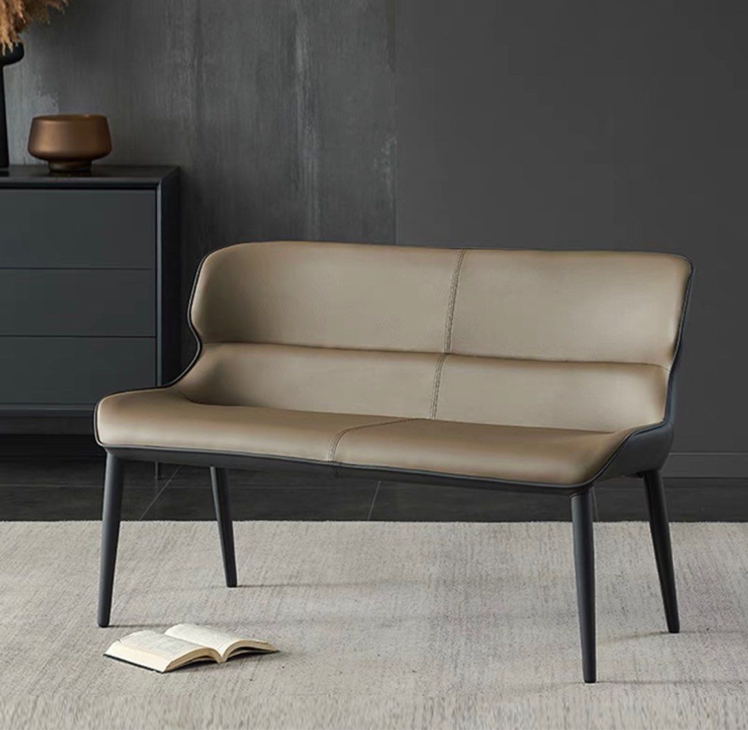 RONIMO Modern Leather Dining Bench, Furniture & Home Living, Furniture ...