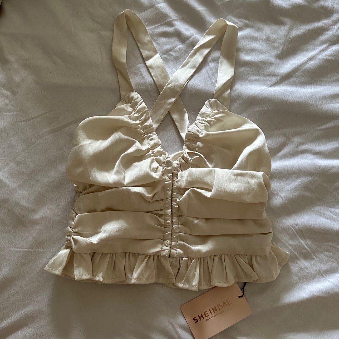 Satin Corset Top Criss Cross Back On Carousell