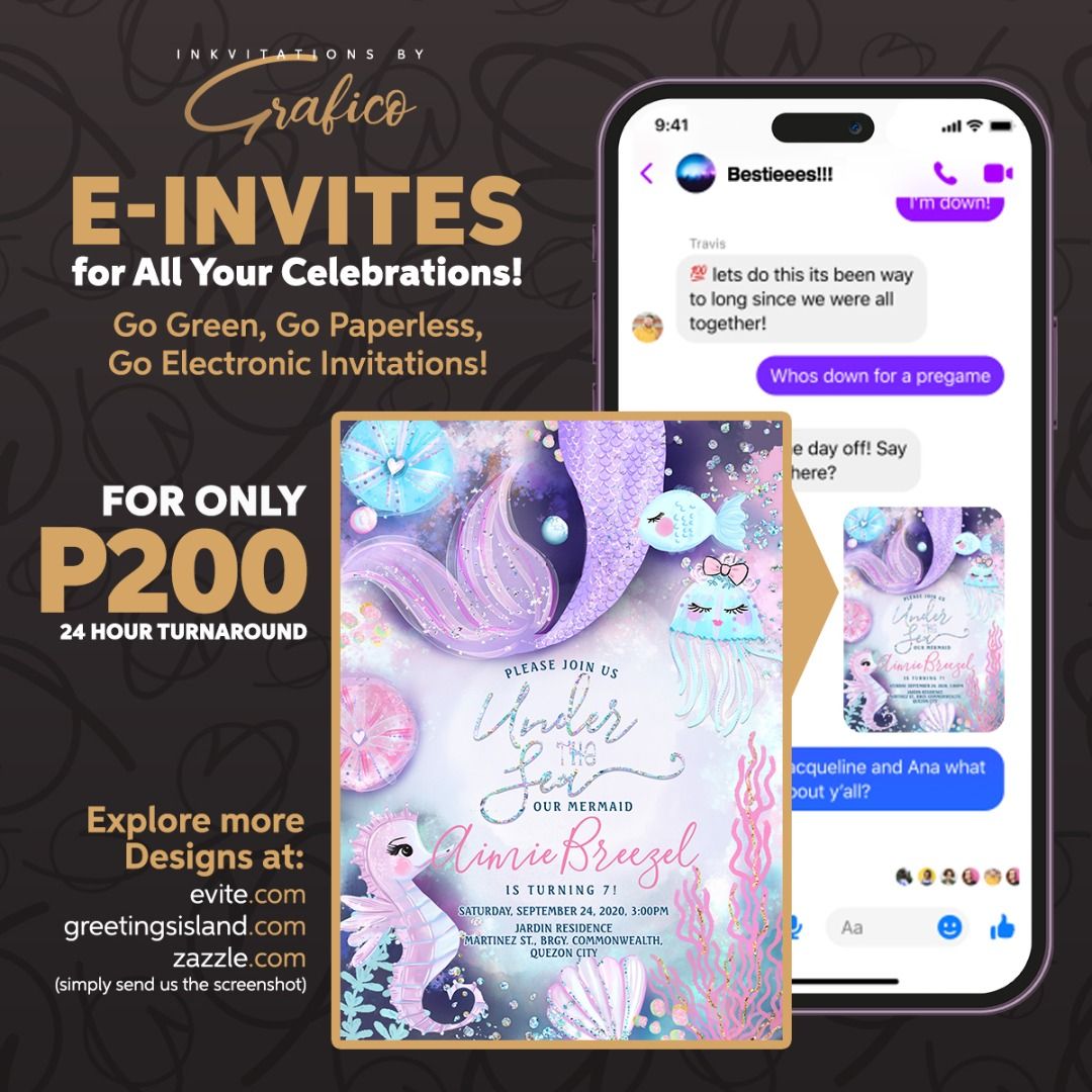 Softcopy E-Invitation E-Invite Birthday Christening Baby Shower Wedding Invitation on Carousell