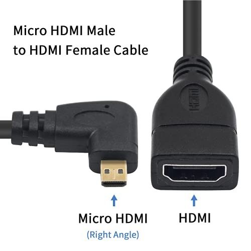 Maxhood Micro HDMI to HDMI Adapter, 6inch Right Angle Micro HDMI to ...
