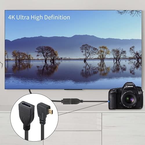 Maxhood Micro HDMI to HDMI Adapter, 6inch Right Angle Micro HDMI to ...