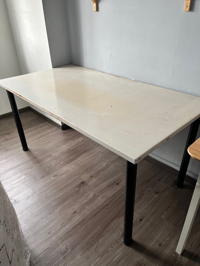 Table (Ikea study) + foldable table, Furniture & Home Living, Furniture ...
