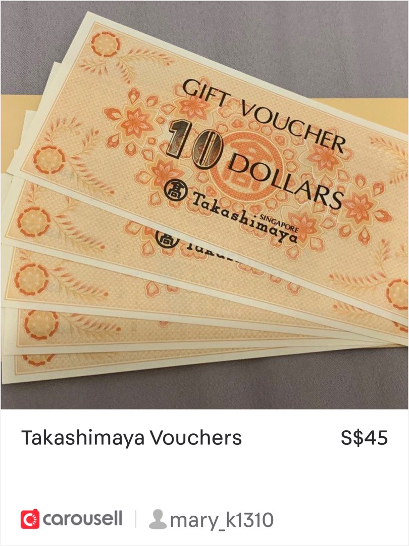 Takashimaya Voucher, Tickets & Vouchers, Vouchers on Carousell