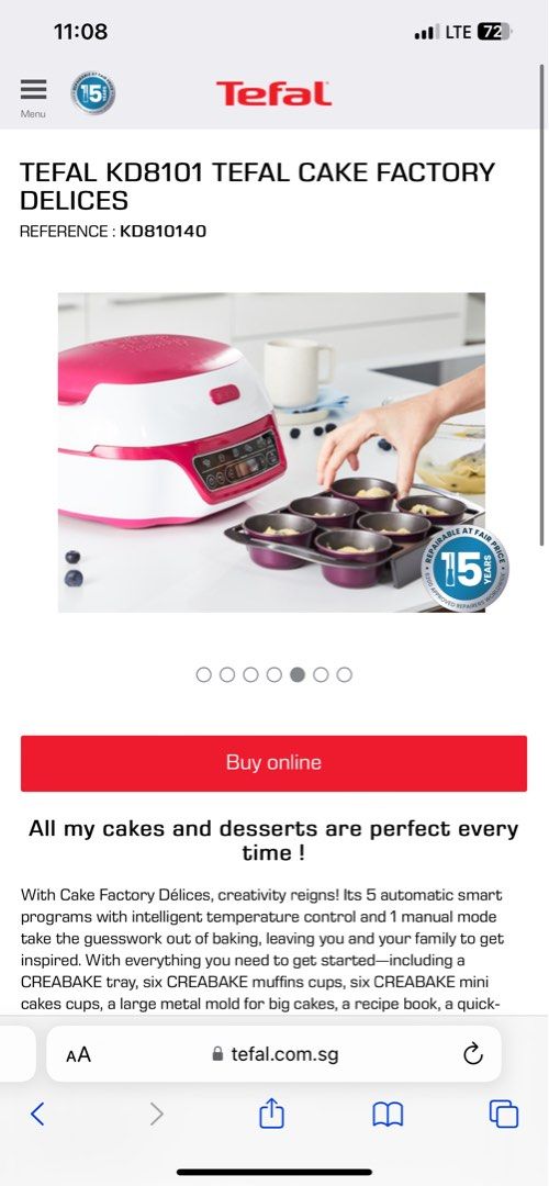 TEFAL CAKE FACTORY DELICES Oven, TV & Home Appliances, Kitchen ...