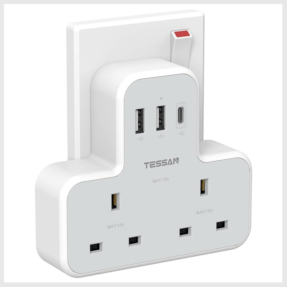 TESSAN Multi Plug Extension Socket with USB C, Electrical Outlet ...