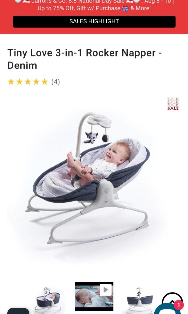 tiny love 3 in 1 rocker in denim, Babies & Kids, Baby Nursery & Kids ...