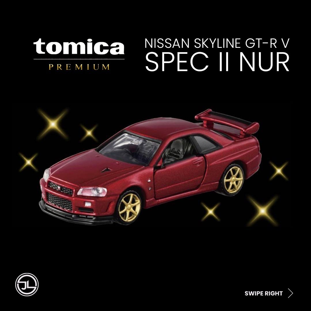 Tomica Premium Nissan Skyline GT-R V Spec II Nur Red 1/68, Hobbies & Toys, Toys & Games on Carousell