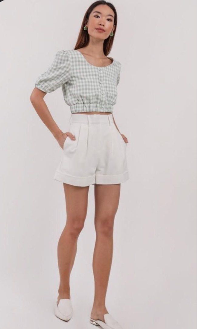 TTR The Tinsel Rack Monica Gingham Top, Women's Fashion, Tops, Blouses ...