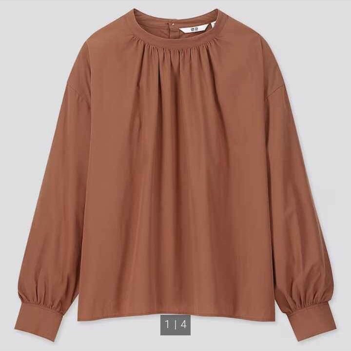 Uniqlo High Neck Volume Sleeve Blouse on Carousell