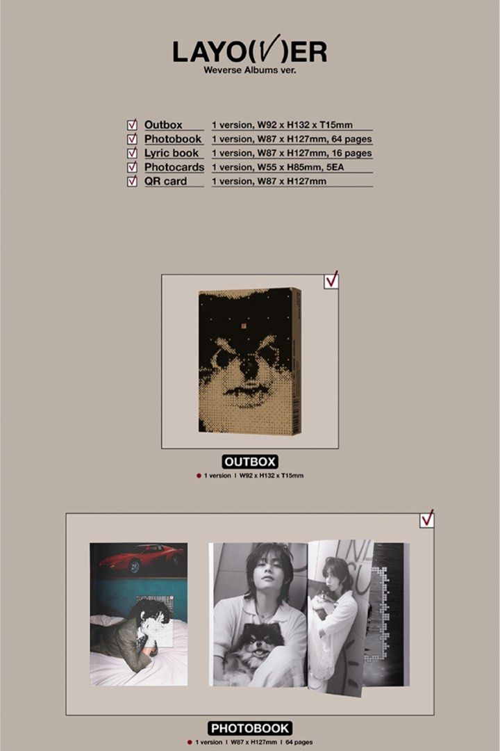 V (BTS) 'Layover' (Set) + 'Layover' (Weverse Album version) Set, Hobbies & Toys, Memorabilia ...