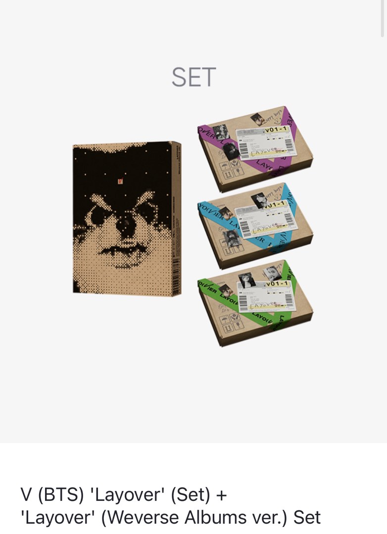 V (BTS) 'Layover' (Set) + 'Layover' (Weverse Album version) Set, Hobbies & Toys, Memorabilia ...