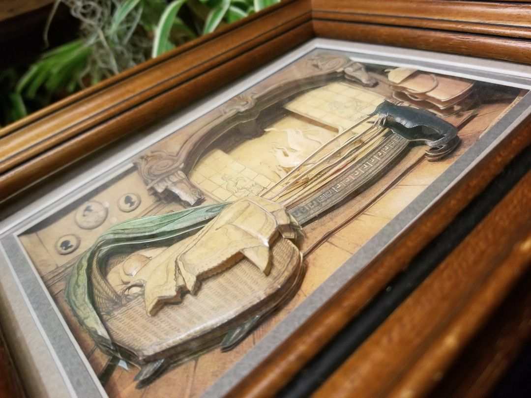 Vintage Anton Pieck Baby sleeping with cat 3D artwork wooden frame ...