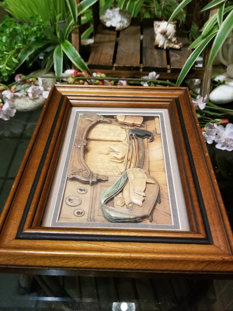 Vintage Anton Pieck Baby sleeping with cat 3D artwork wooden frame ...