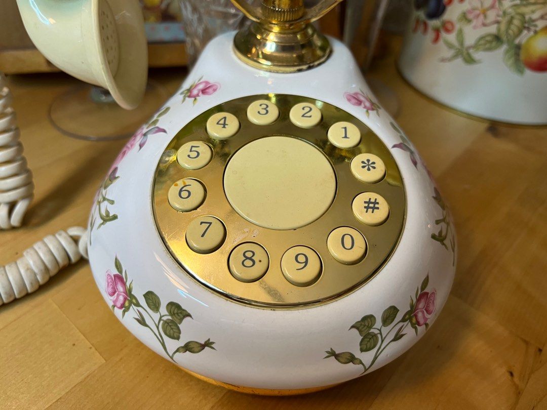 VINTAGE Porcelain Rose Telephone, Hobbies & Toys, Collectibles ...