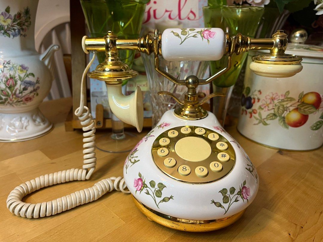 VINTAGE Porcelain Rose Telephone, Hobbies & Toys, Collectibles ...