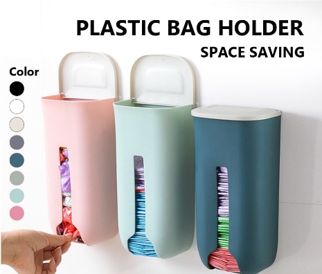 Wall Mounted Plastic Bag Holder Grocery Trash Bag Dispenser Plastic ...
