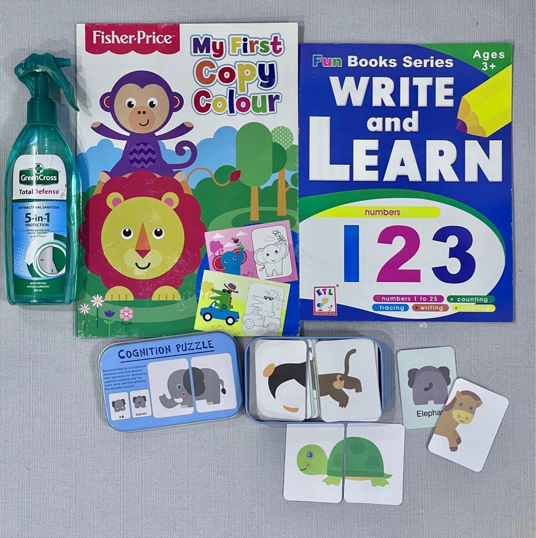 Write & Learning book, Fisher Price Coloring book, Cognitive puzzle ...
