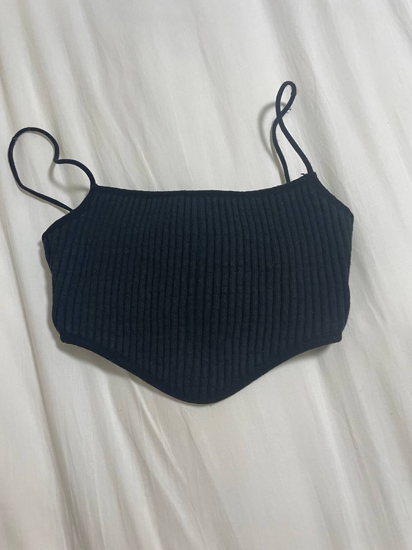 ZARA V shape black short crop top, Women's Fashion, Tops, Other Tops on ...