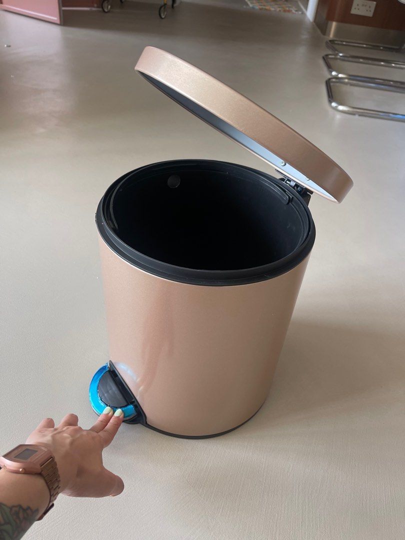 8L Champagne gold dustbin, Furniture & Home Living, Cleaning & Homecare ...