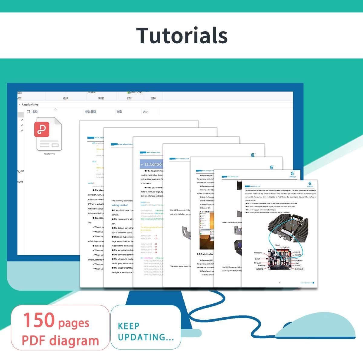 Adeept Rasptank Pro Robot Car Kit Wifi Wireless Smart Robot For Raspberry Pi 4 3b 3b 3 Dof
