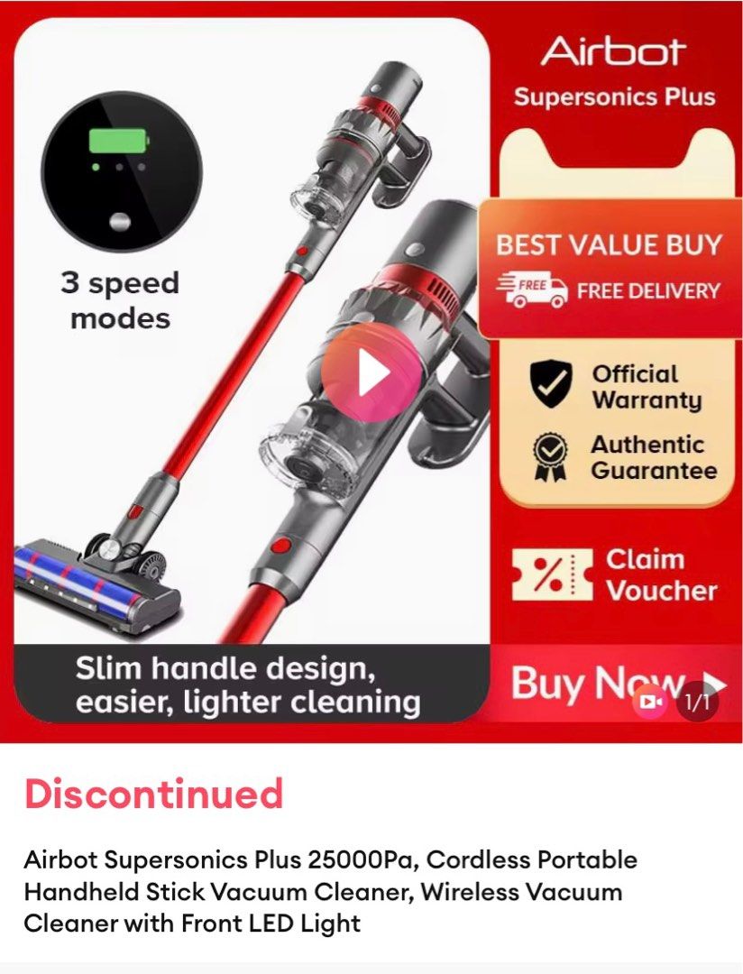 Airbot Supersonic Plus Vacuum Cleaner, TV & Home Appliances, Vacuum ...