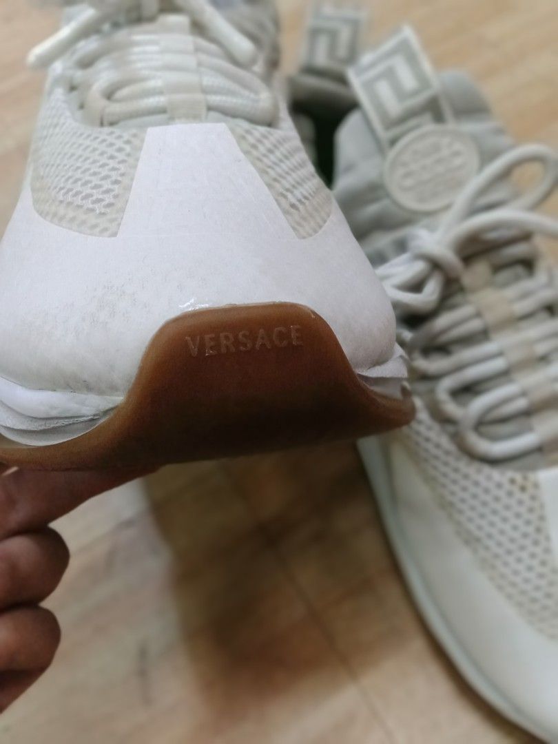 Authentic Versace Cross Chainer White Mesh and Suede Sneakers on Carousell