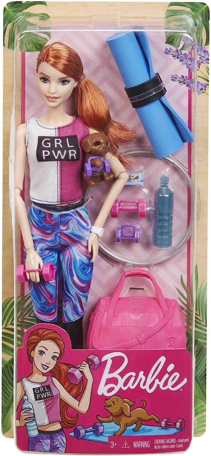Barbie GJG57 Fashion & Beauty Barbie Fitness Set, Dress-up Doll, Doll ...