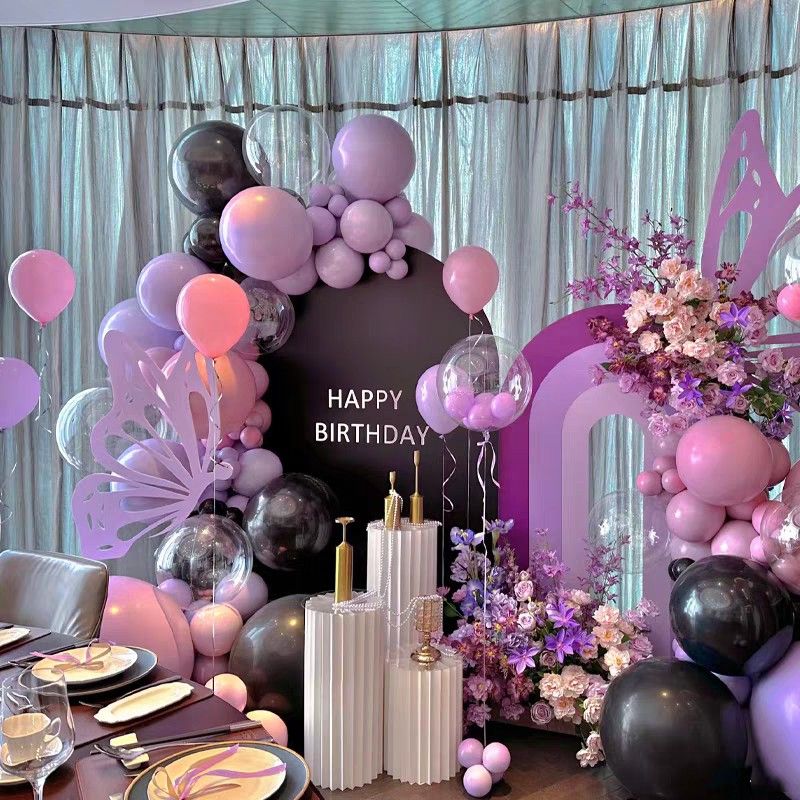 Birthday grand setup luxury wedding arrangements helium balloons table ...