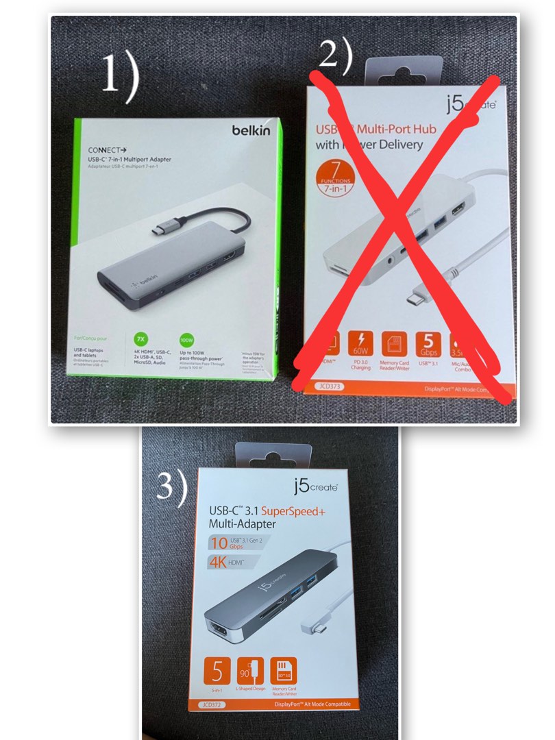 (Brand New) Belkin & J5Create USB-C Multiport USB C Multi-Port Hub ...