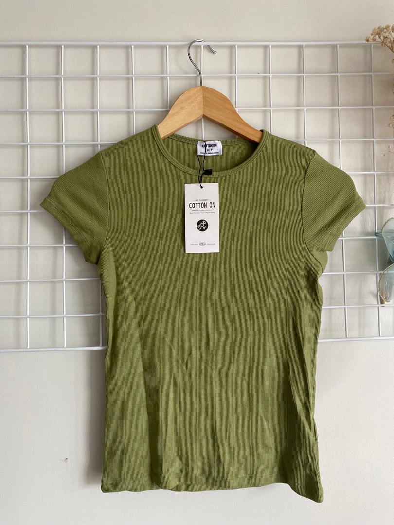 Matcha Green Rib Shirt, Women's Fashion, Tops, Shirts on Carousell