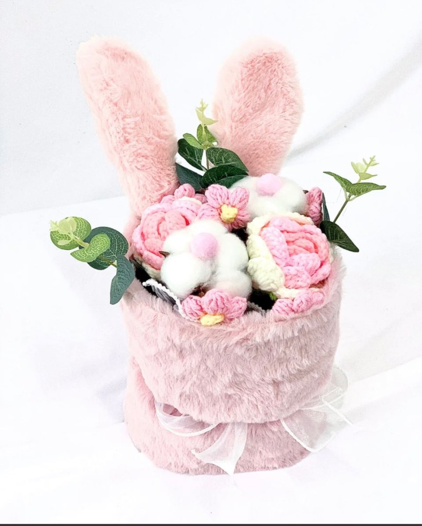 Cotton Rose Crochet Bouquet (Pink), Hobbies & Toys, Stationery & Craft ...