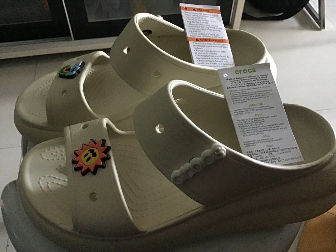 Crocs crush sandals bone color, Women's Fashion, Footwear, Flats ...