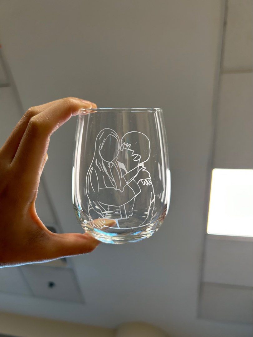 Custom Glass Cup Etched Design, Furniture & Home Living, Kitchenware ...