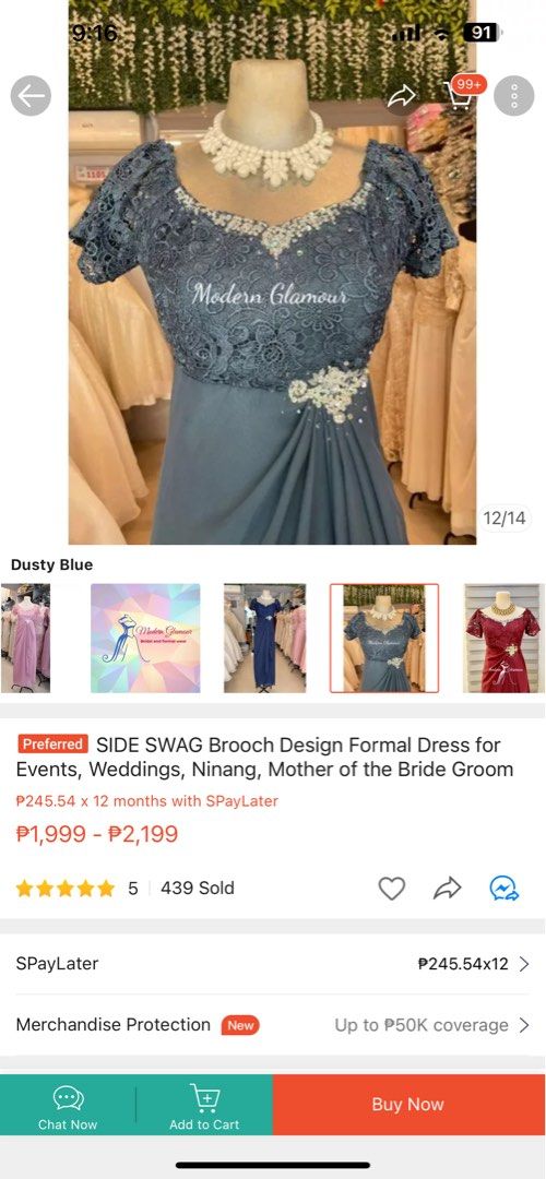 Dusty Blue Entourage, Bridesmaids, Flower Girl Gown on Carousell