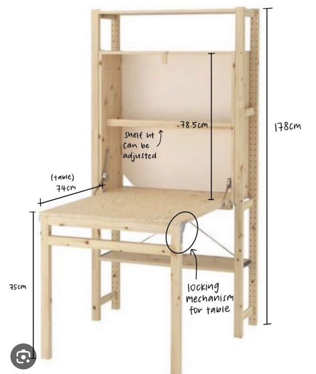 IKEA IVAR Shelf with Folding Table, Furniture & Home Living, Furniture ...