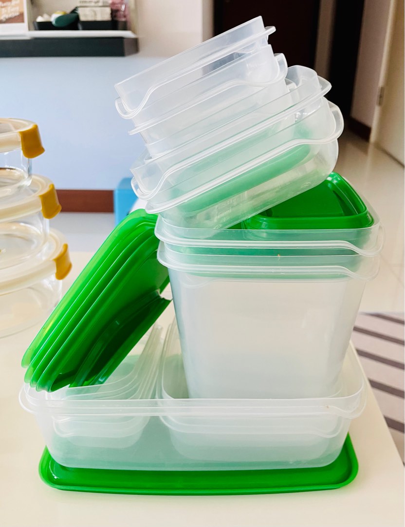 IKEA PRUTA Food container, set of 17, transparent/green, Furniture & Home Living, Kitchenware ...