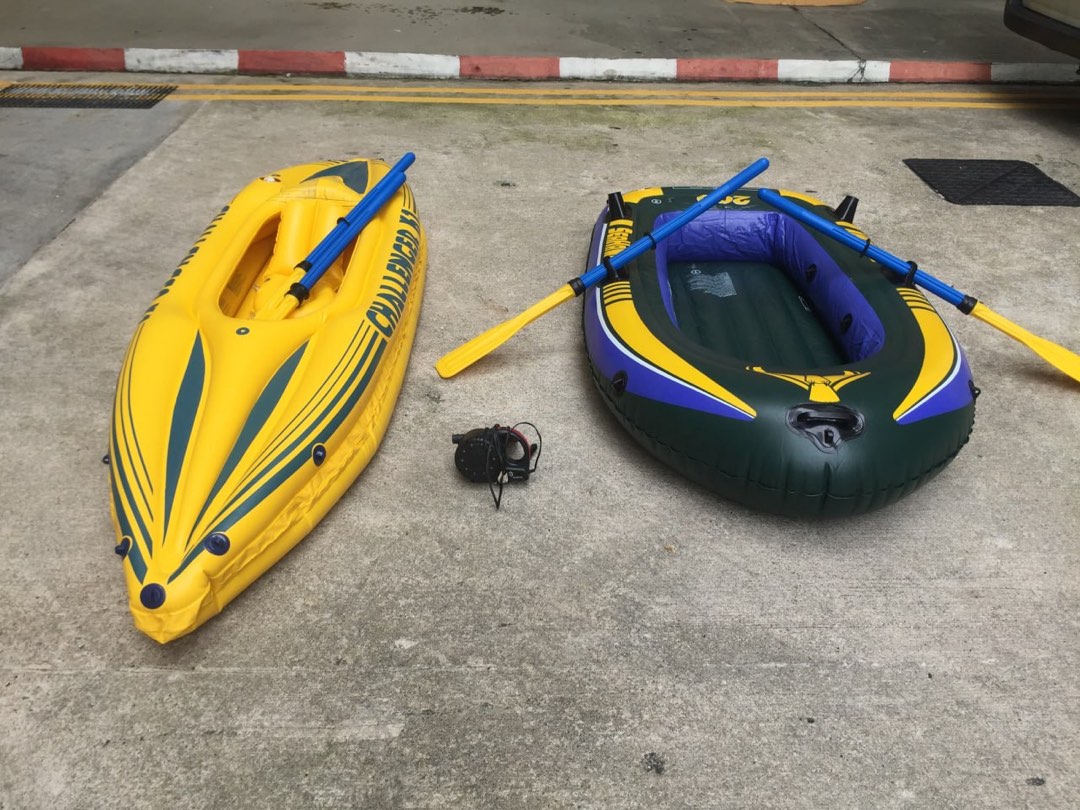 Inflatable Kayak and Dinghy with Air Pump and Oars, Sports Equipment ...