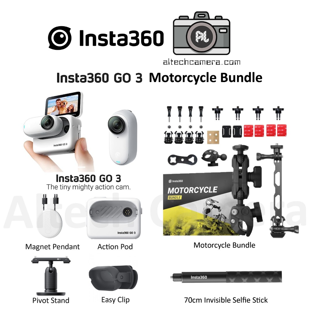 Insta360 GO 3 Motorcycle Bundle (128GB) Action Camera, Photography ...