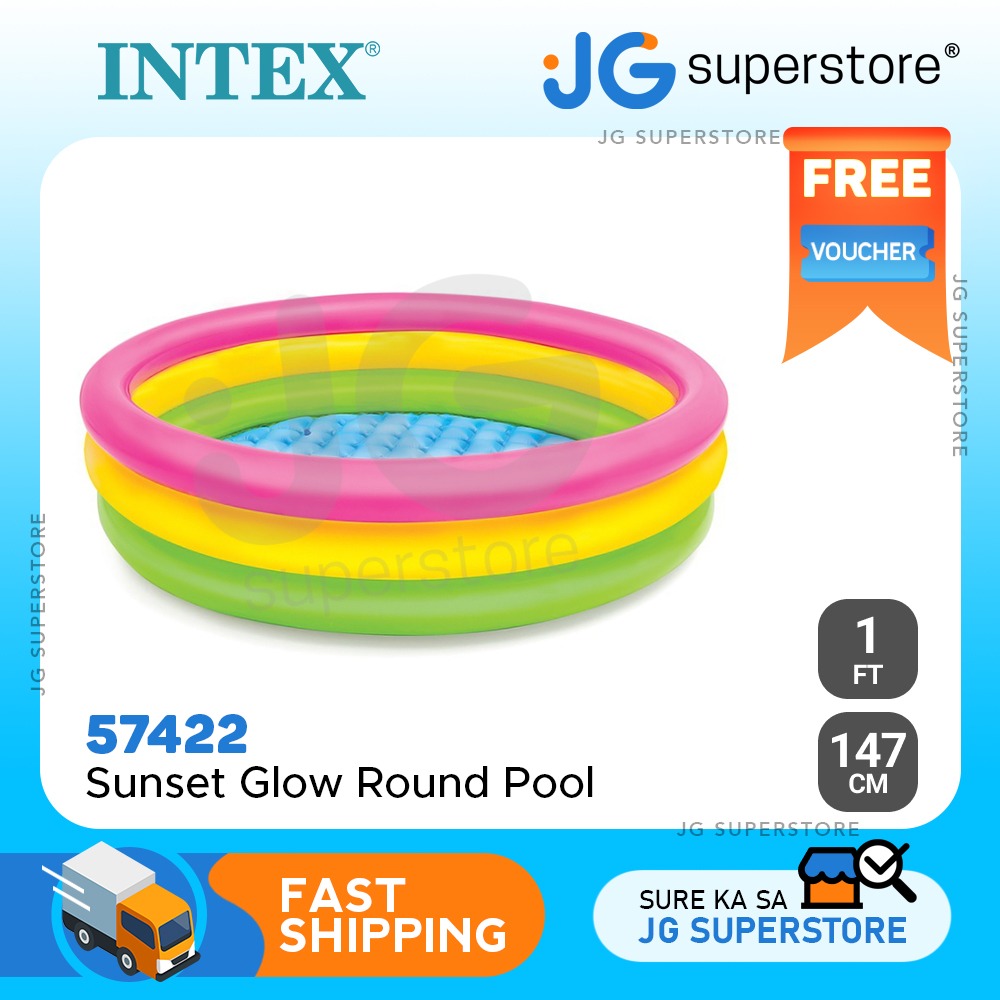 Intex 57422 Colorful Glow Design 1.47m x 33cm Inflatable baby pool for ...