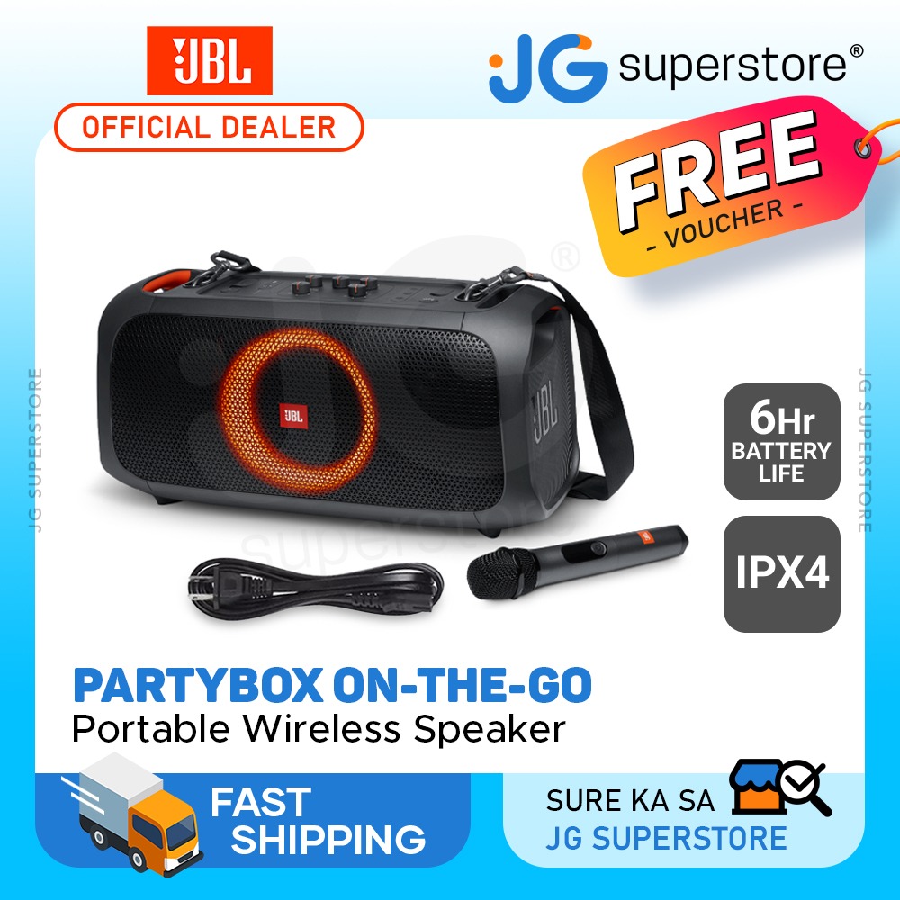 JBL PartyBox On-The-Go Portable Bluetooth Speaker System with IPX5 ...