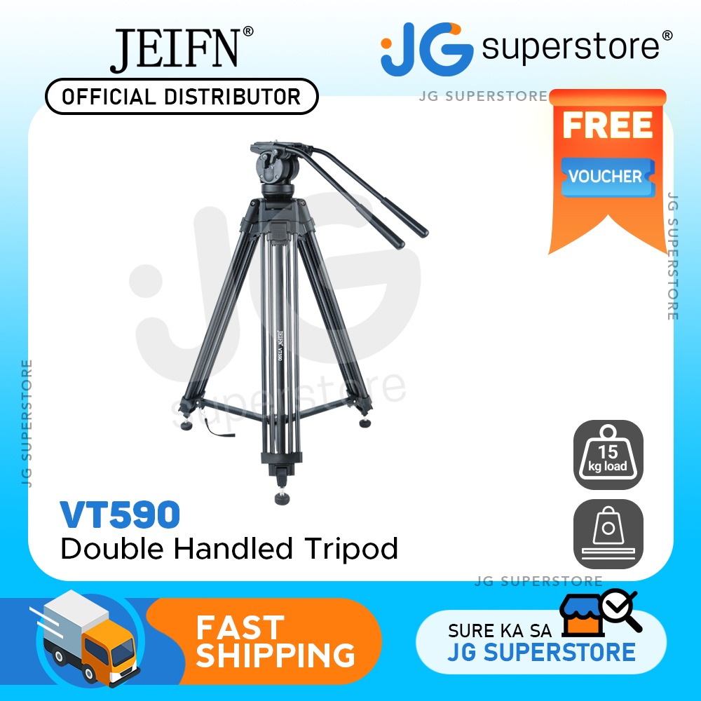 Jeifn by Zomei VT590 Professional Double Handled Fluid Head Heavy Duty ...