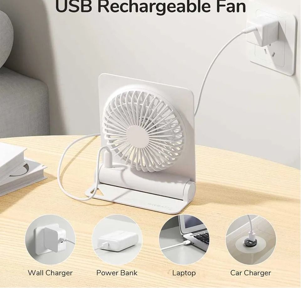 Jisulife FA28/FA28A desk fan 4500mAh USB Rechargeable Ultra Thin Table ...