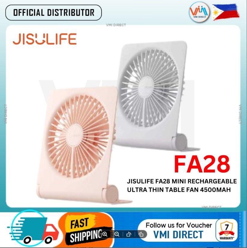 Jisulife FA28/FA28A desk fan 4500mAh USB Rechargeable Ultra Thin Table ...