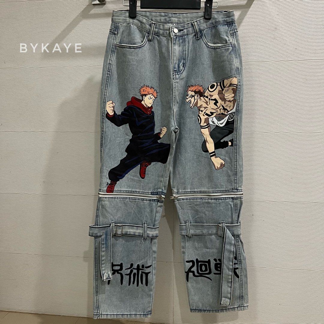Jujutsu Kaisen Handpainted Pants, Women's Fashion, Bottoms, Jeans on ...