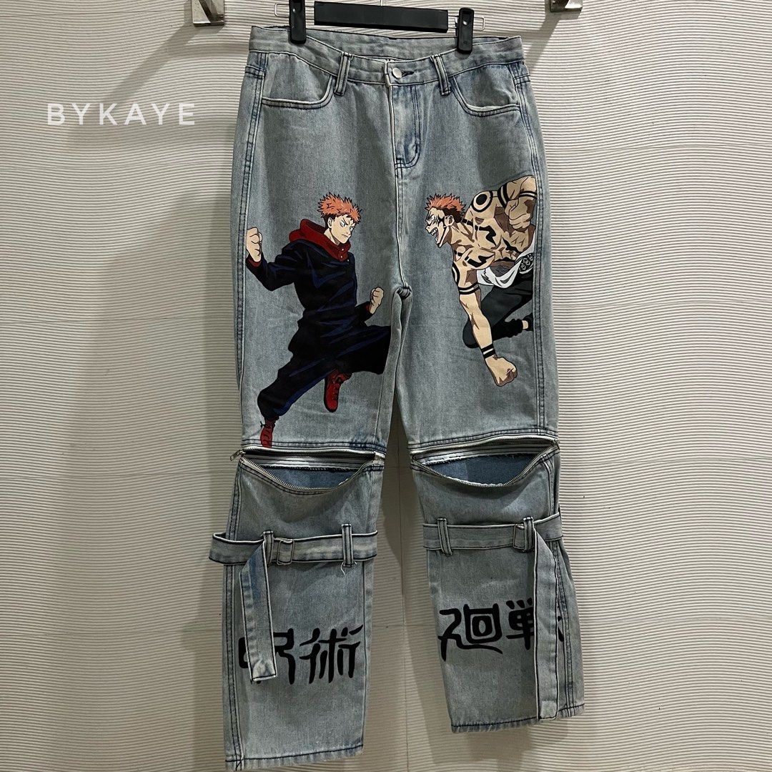 Jujutsu Kaisen Handpainted Pants, Women's Fashion, Bottoms, Jeans on ...